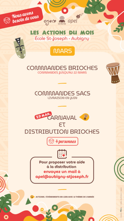 Les actions du mois – Ecole Saint-Joseph Aubigny